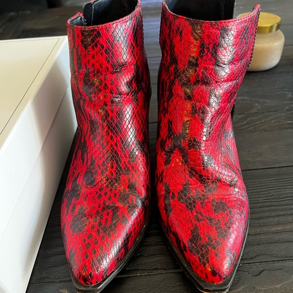 1. State | Shoes | Red Snakeskin Booties | Poshmark